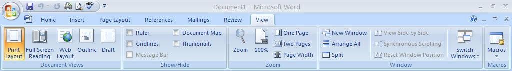 Office 2007 Word Ribbon Layout Information Technology University